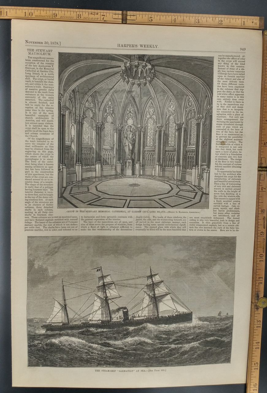 Steam-Ship Sarmatian at sea. Crypt in the Stewart Memorial Cathedral ...