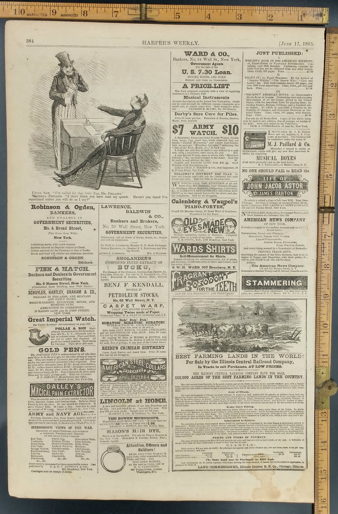 Uncle Sam With Wendell Phillips . Antique advertisement. Original ...