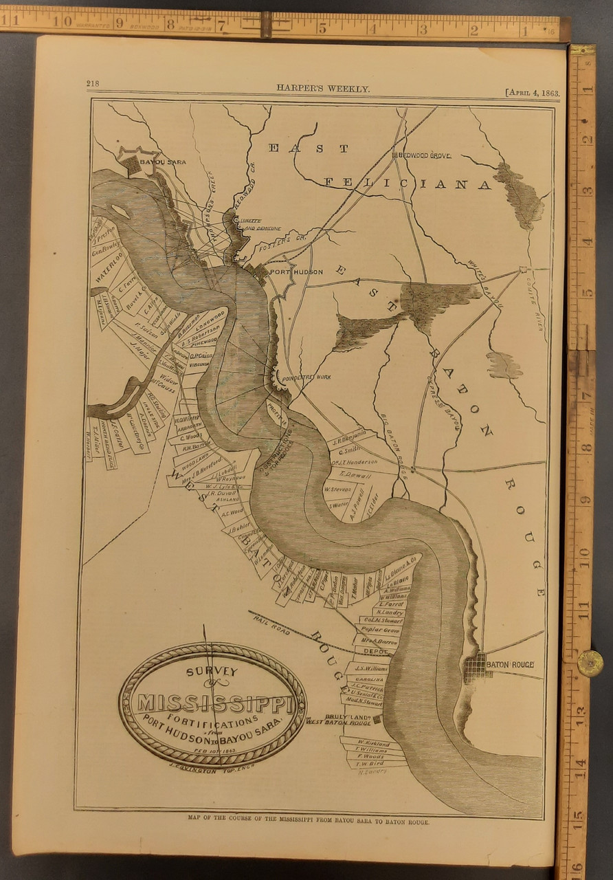Map of the course of the Mississippi from Bayou Sara to Baton Rouge ...
