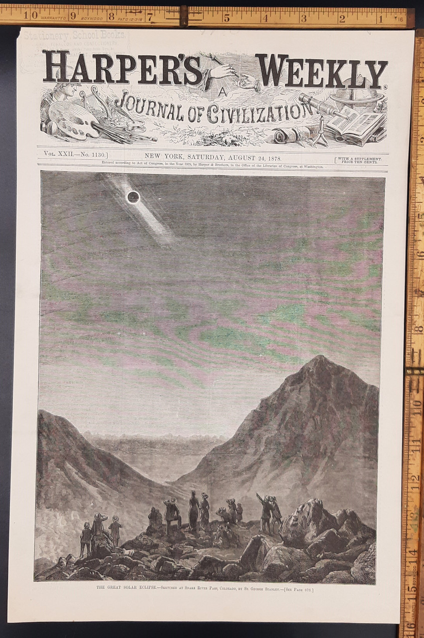 The great solar eclipse sketched at Snake River Pass, Colorado by ...