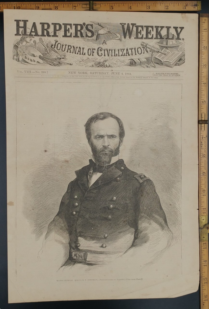 Major-General William T. Sherman. Original Antique Civil War Engraving ...