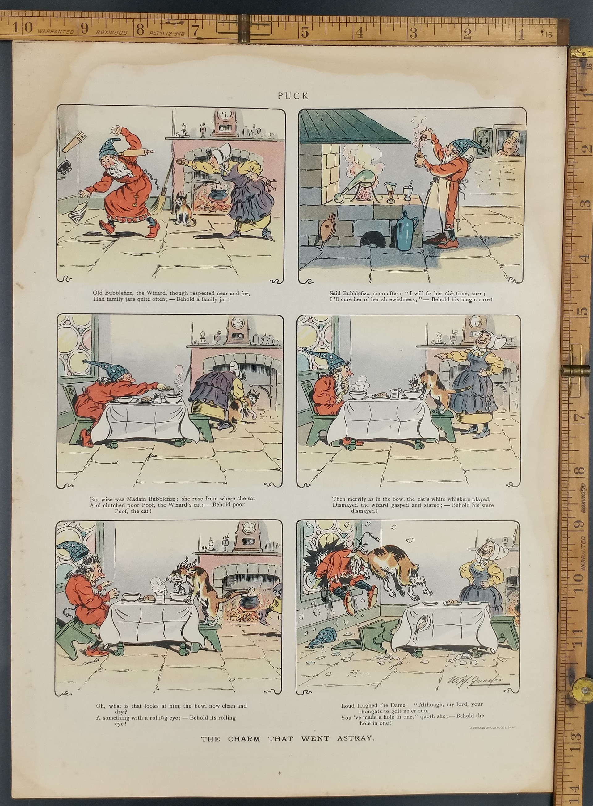 The charm that went astray. Bubblefizz the Wizard. Funny old comic ...