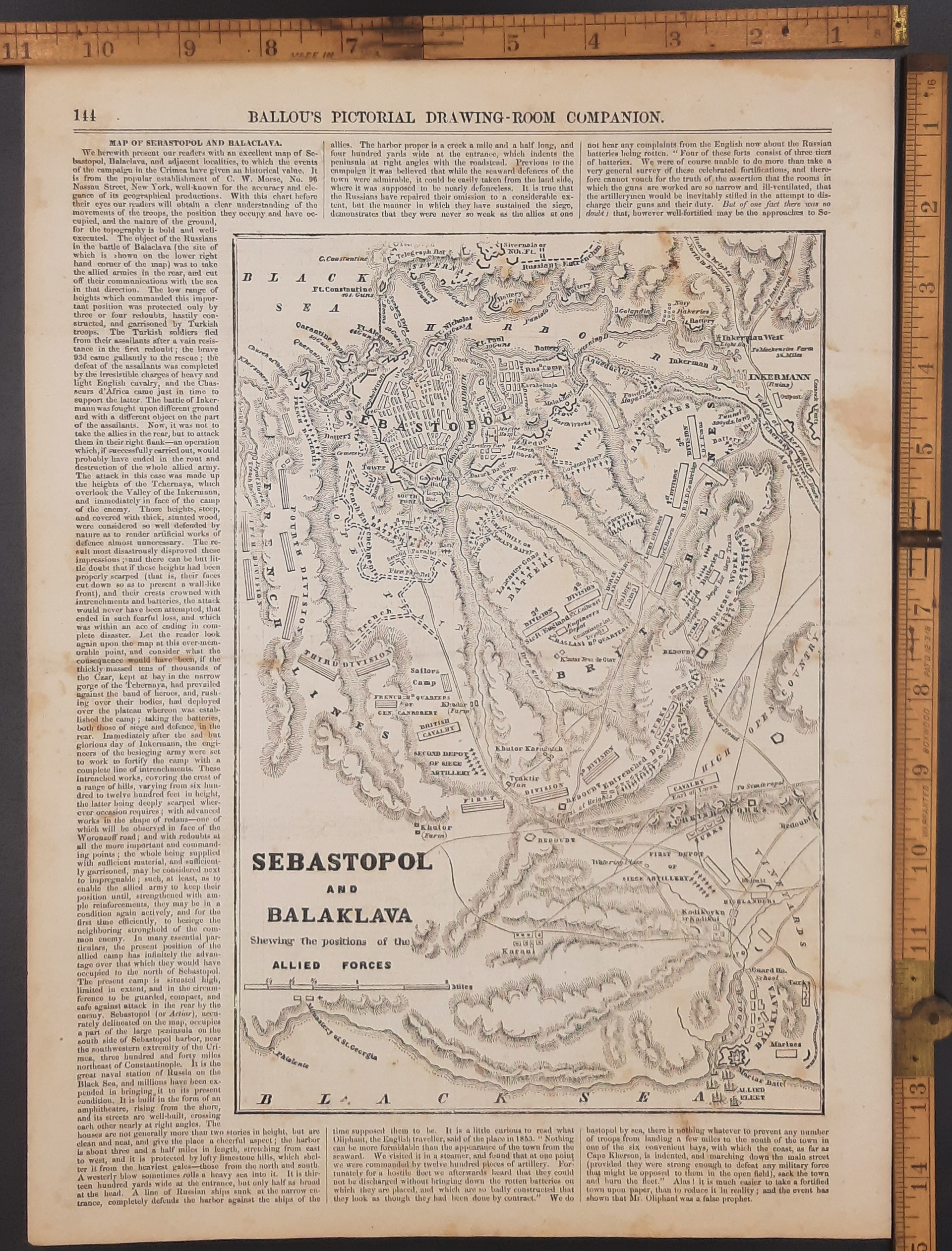 Map of Sebastopol and Balaklava showing the position of the Allied ...