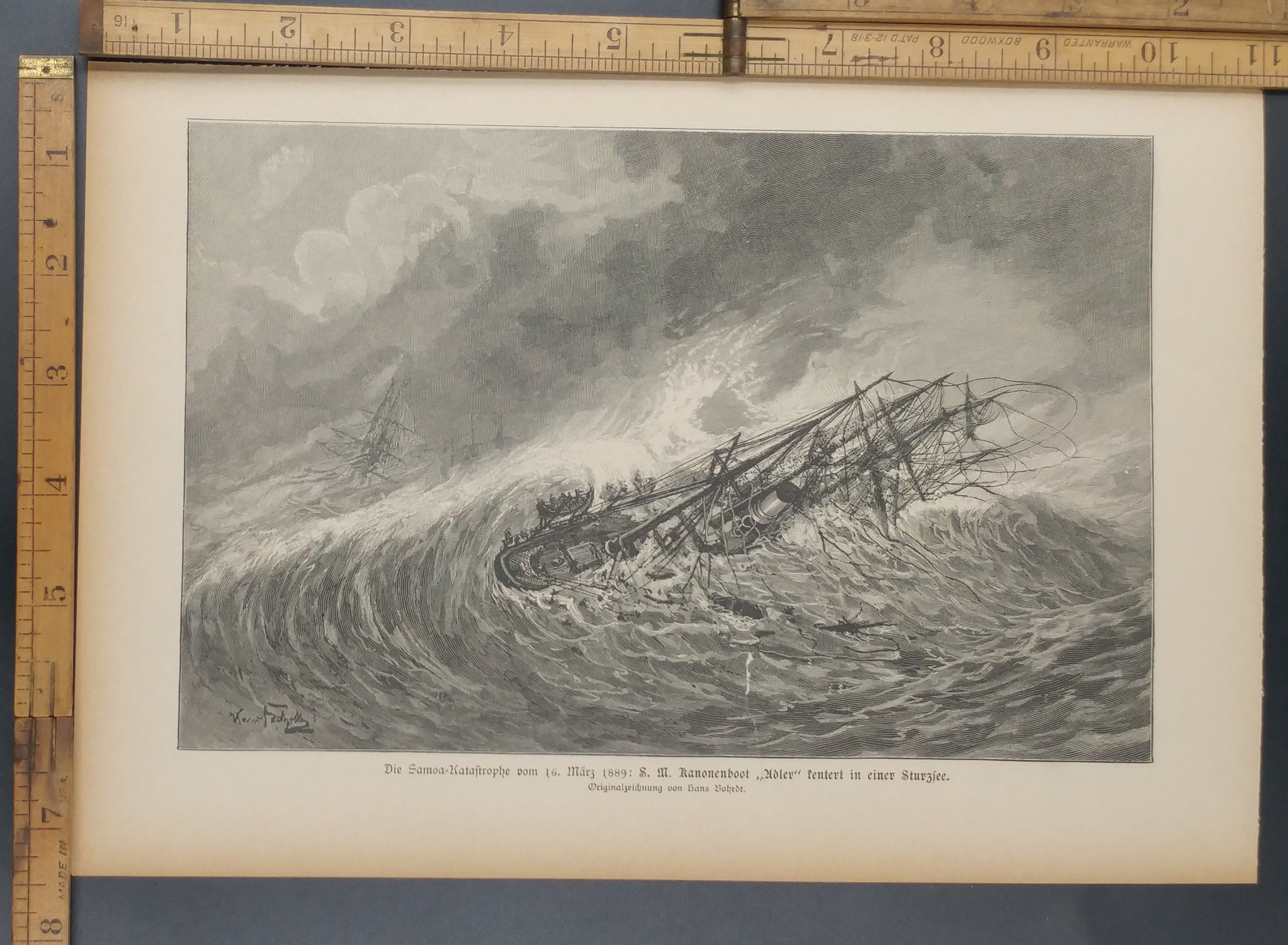 The Samoan catastrophe on March 16, 1889: S. M. Gunboat Adler in a ...