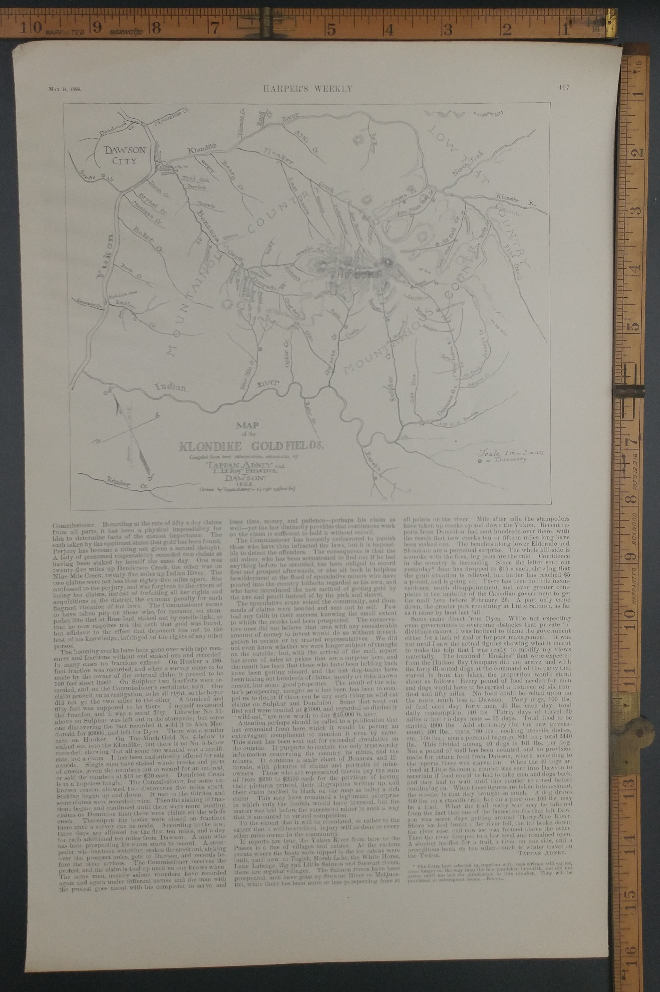 Map of the Klondike goldfields including Dawson City the Yukon and the ...