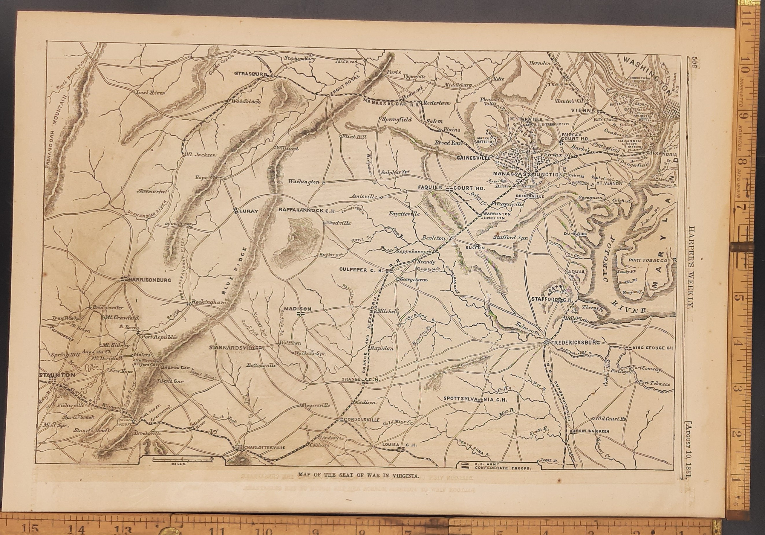 Map of the seat of War in Virginia showing: U.S. Army and confederate ...
