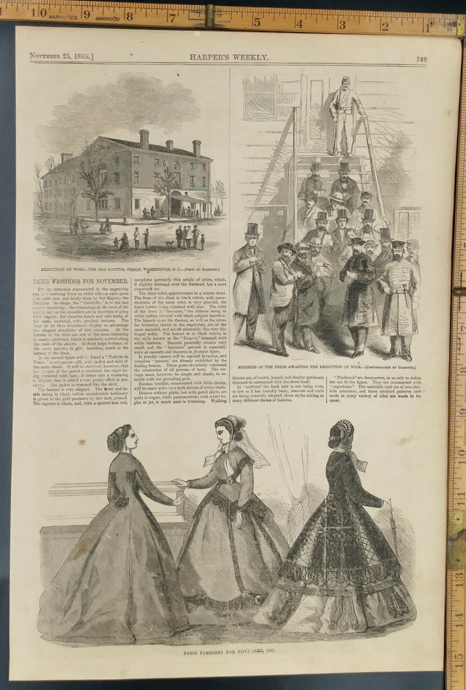 Paris ladies fashions for November 1865. Women in dresses. Old Capitol ...