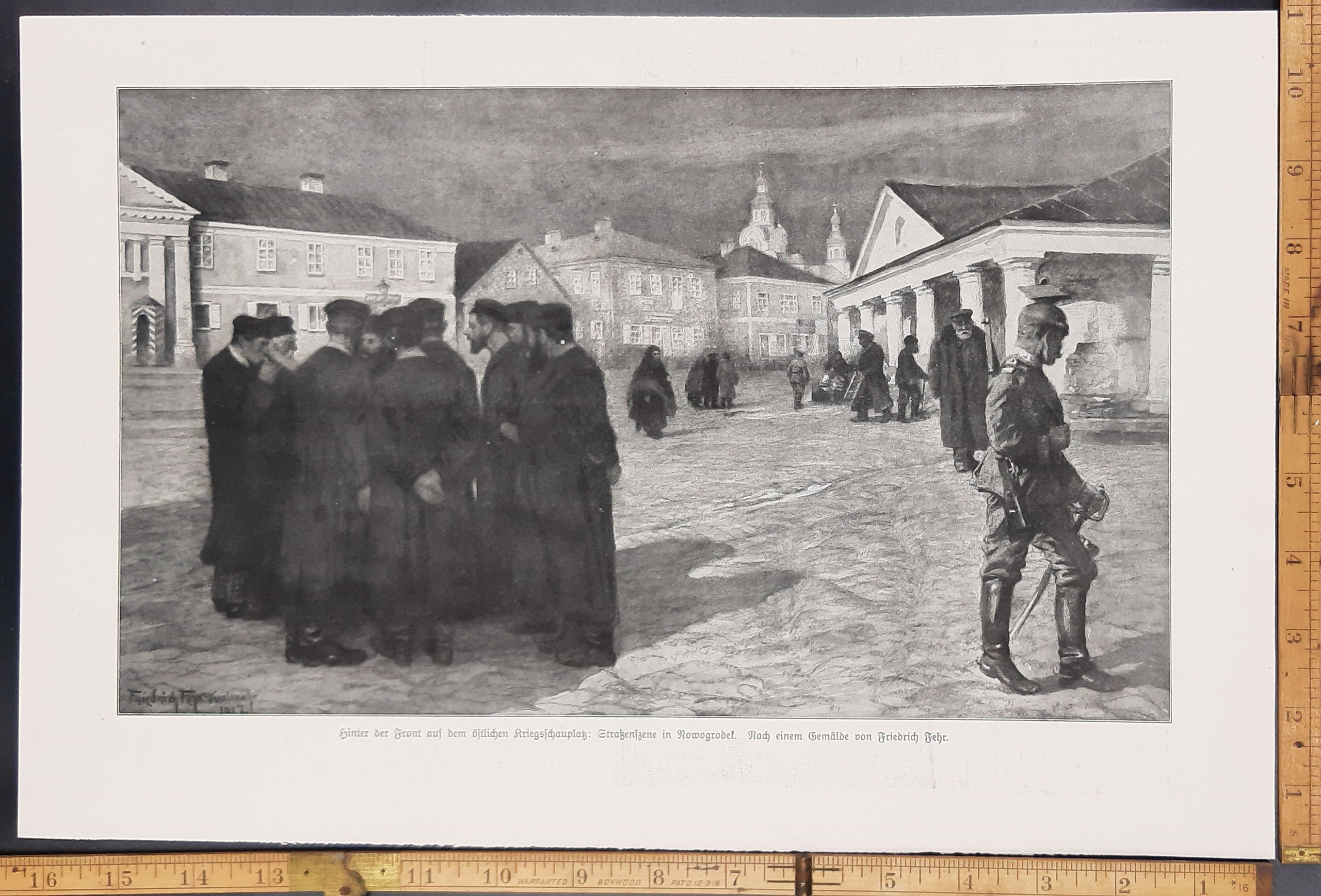 A street scene in Nowogrodek, in the Eastern War zone. Art by Friedrich ...