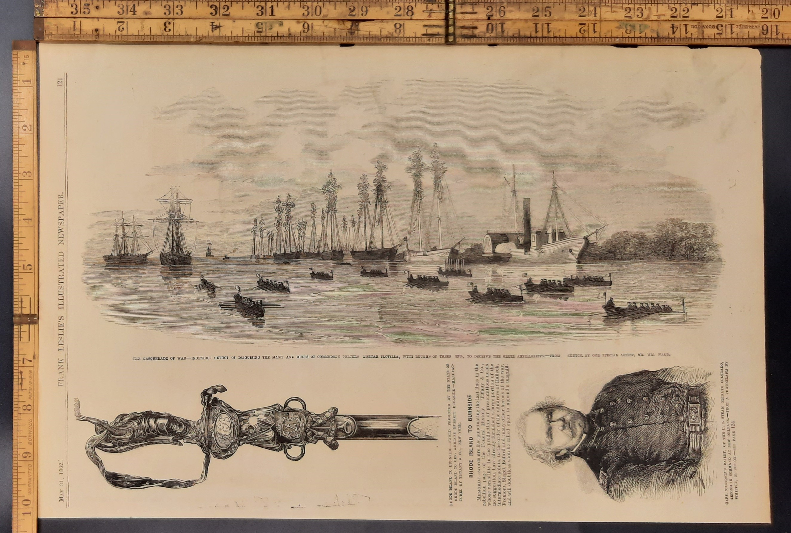 Ingenious method of disguising the masts and hulls of Commodore Porter ...