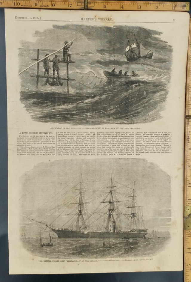 Shipwreck of the schooner Enigma and rescue of the crew by the Brig ...