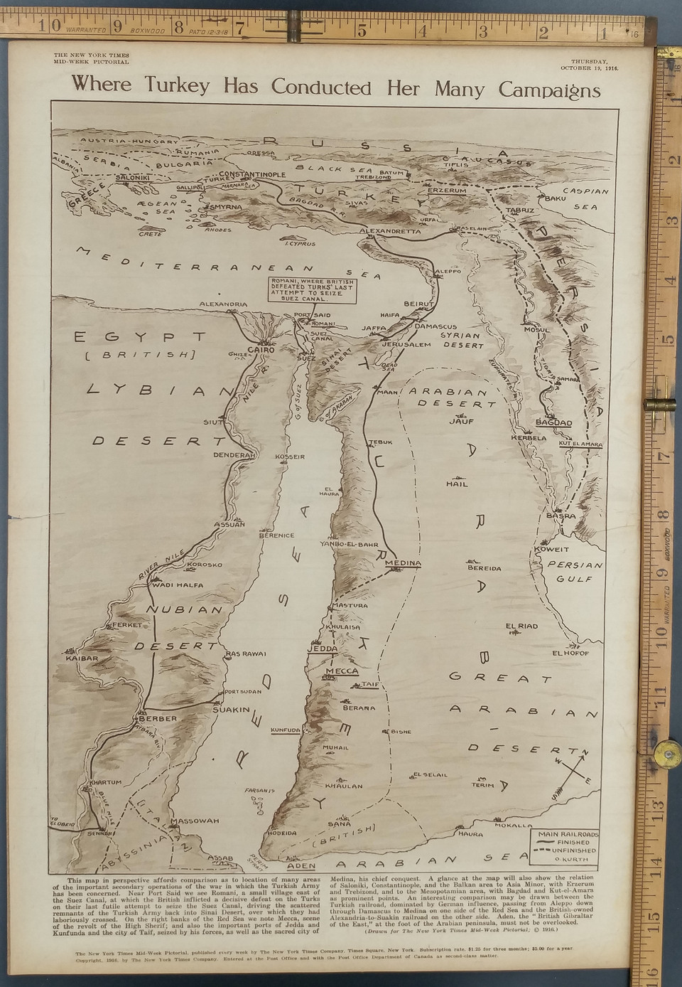 WWI Map of where Turkey has conducted many campaigns: Egypt ...