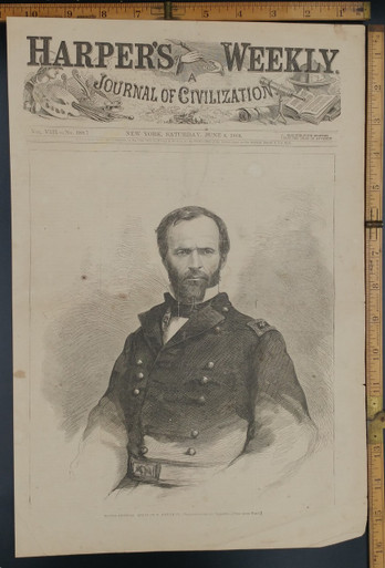 Major-General William T. Sherman. Original Antique Civil War Engraving ...