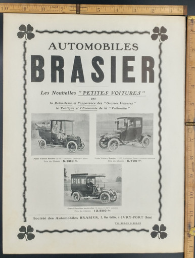 Automobiles Brasier. The new small cars: Grand Omnibus particulier ...