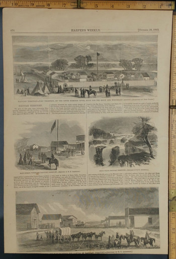 Dacotah Territory fort Thompson on the upper Missouri River built for ...