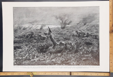 German troops hiding in shell holes, crossing no man's land, waiting to ...