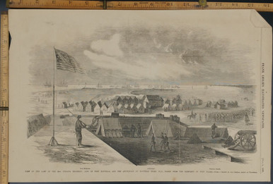 View of the 20th Indiana Regiment at at Fort Hatteras. The anchorage at ...