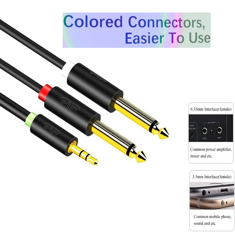 JH 3.5mm Male to Dual 6.35mm Male Cable | ZEMEL Warehouse