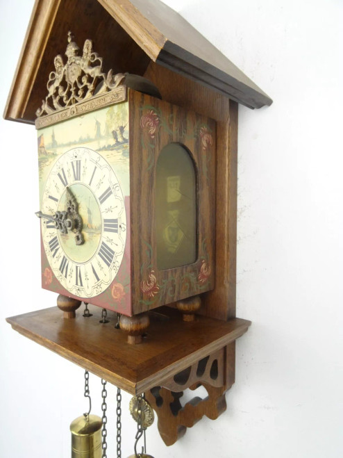 DUTCH VINTAGE ANTIQUE WARMINK WUBA WALL CLOCK 8 Day - Dutch Clocks