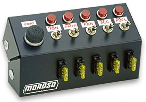 Moroso 74135 Roll Cage Mount Fused Switch Panel - Start Button w/ 5 Acc ...