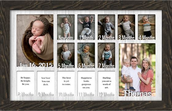 Baby First Year Picture Frame Collage - Personalized - 12x20