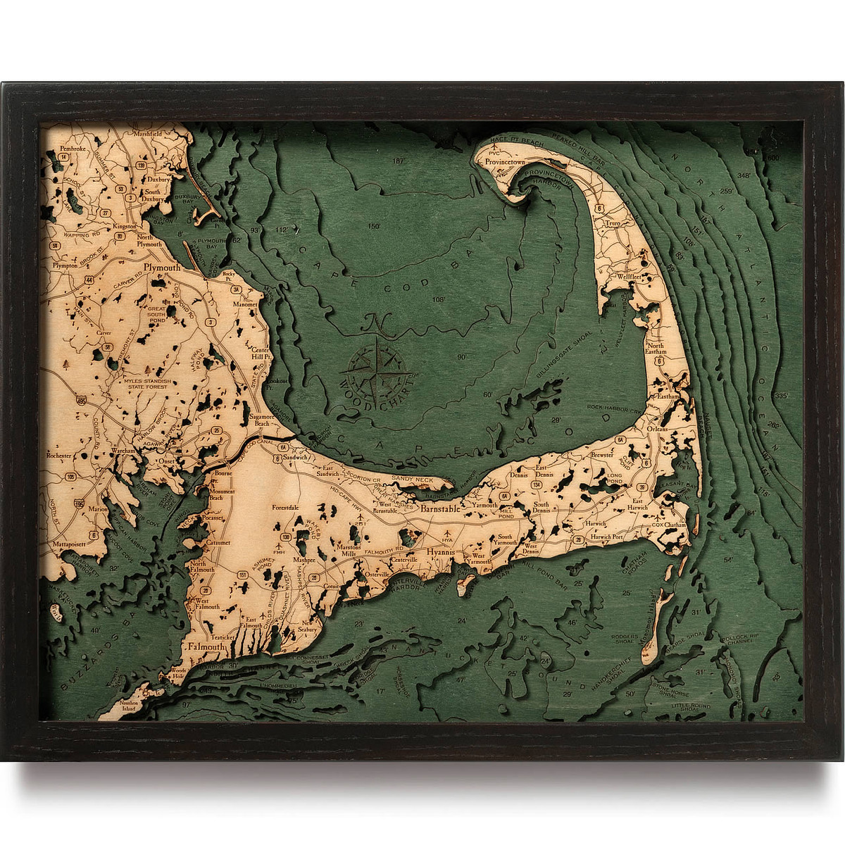 Cape Cod - Sm Wooden Map Art | Topographic 3D Chart