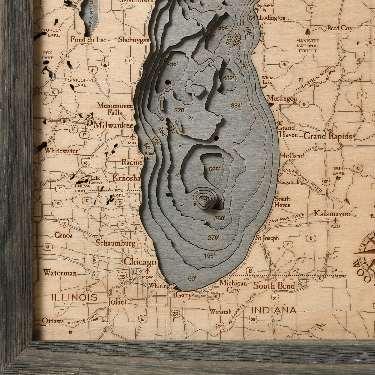 Lake Michigan Depth Contour Maps