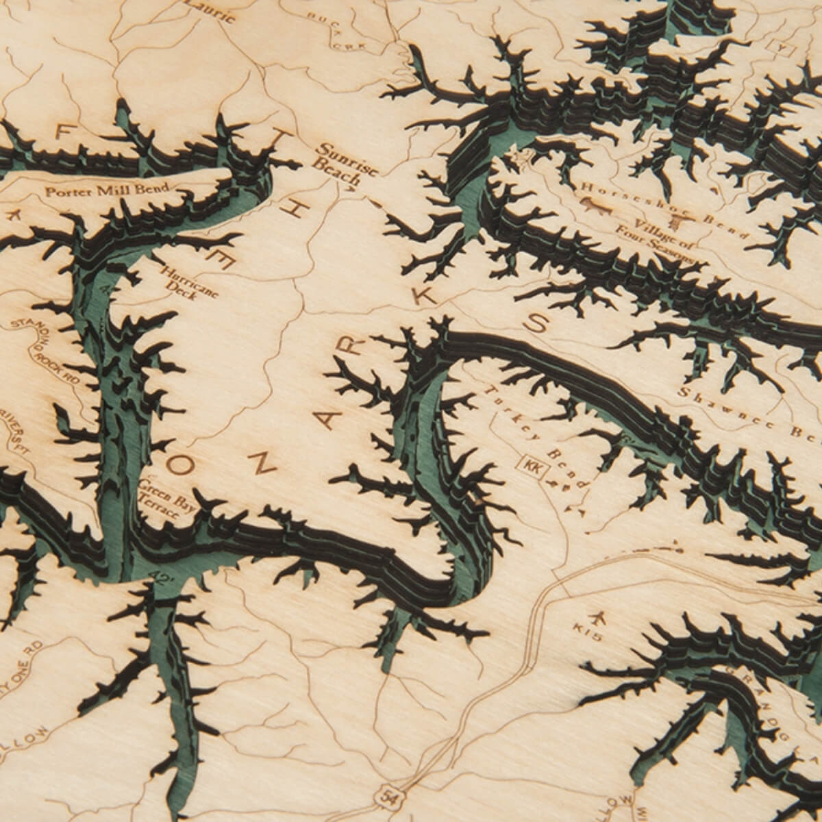 Lake of the Ozarks Wooden Map Art | Topographic 3D Chart