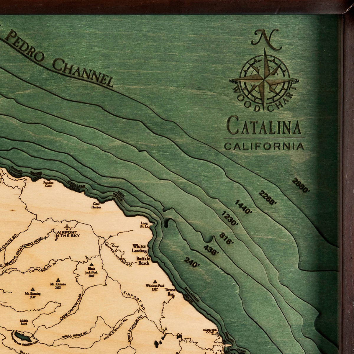 Catalina Island Wooden Map Art | Topographic 3D Chart