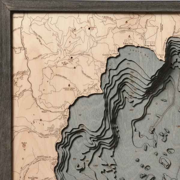 Lake Tahoe Wooden Map Art | Topographic 3D Chart