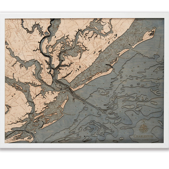 Charleston Wooden Map Art | Topographic 3D Chart