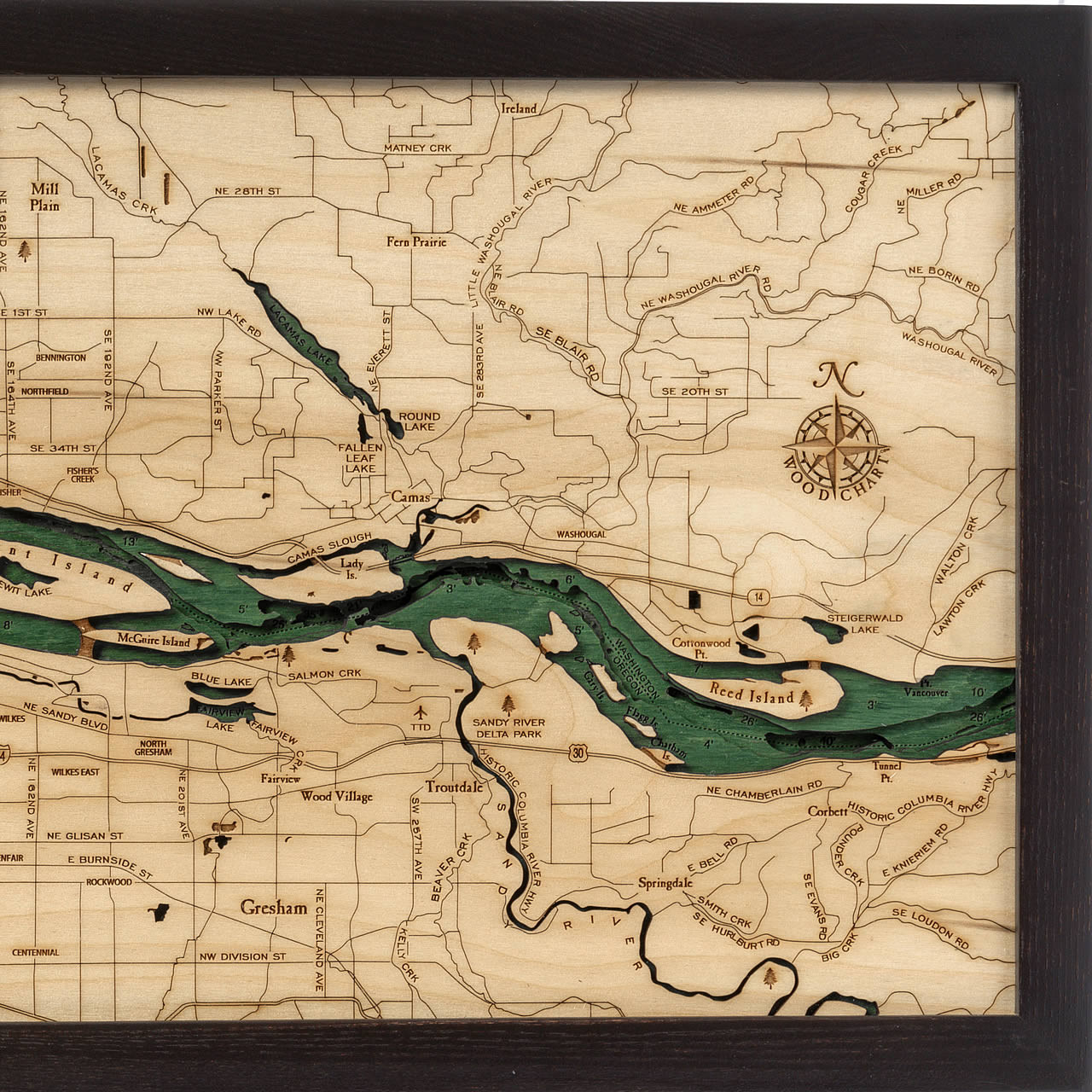 Portland Wooden Map Art | Topographic 3D Chart