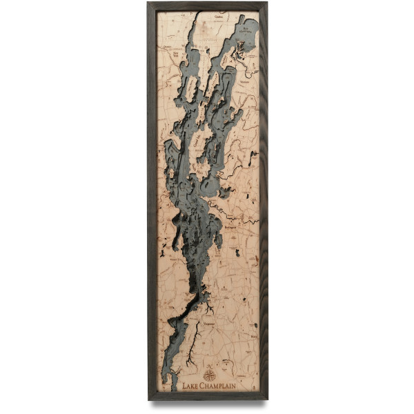 Lake Champlain Wooden Map Art | Topographic 3D Chart