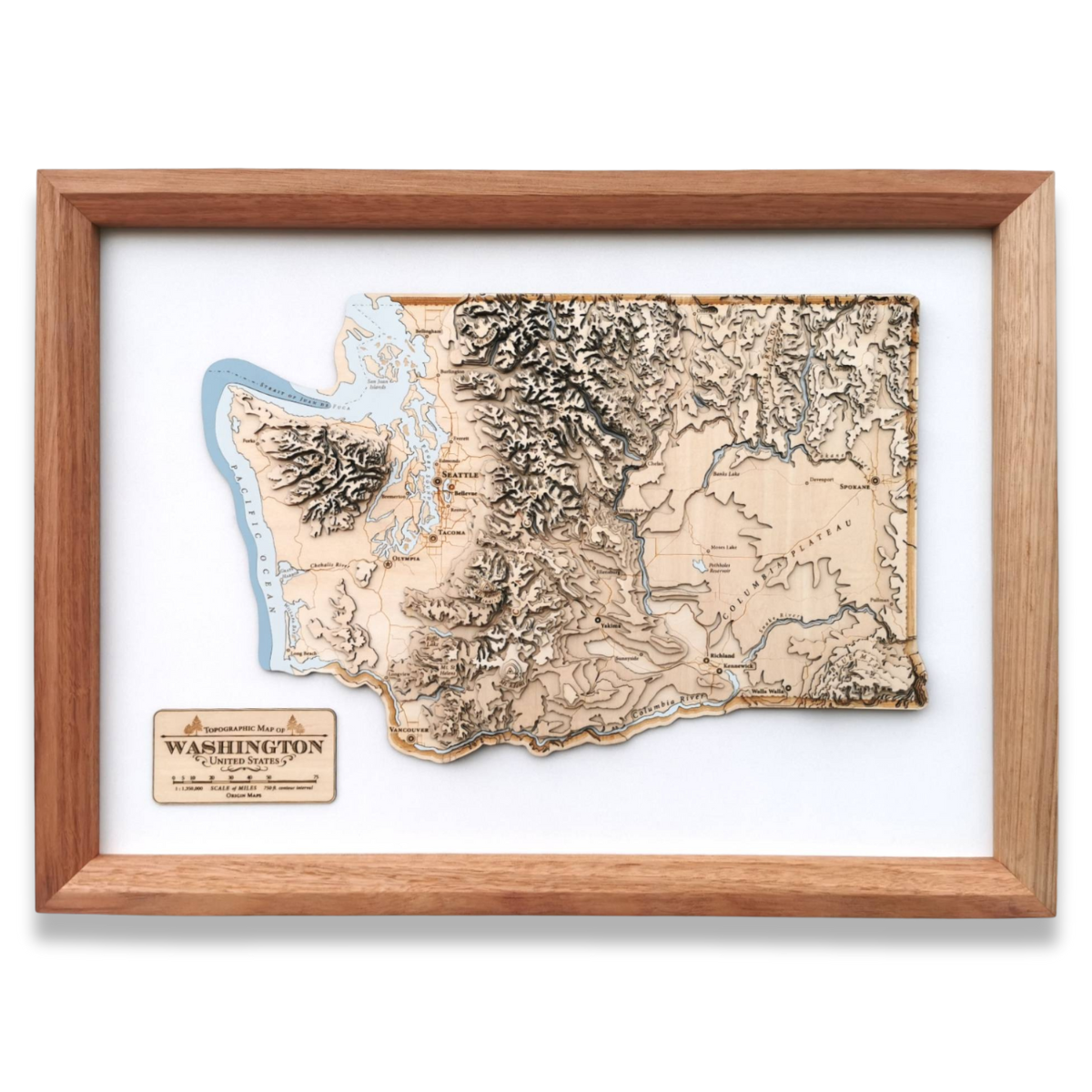 Washington 3D Topographic Wood Map