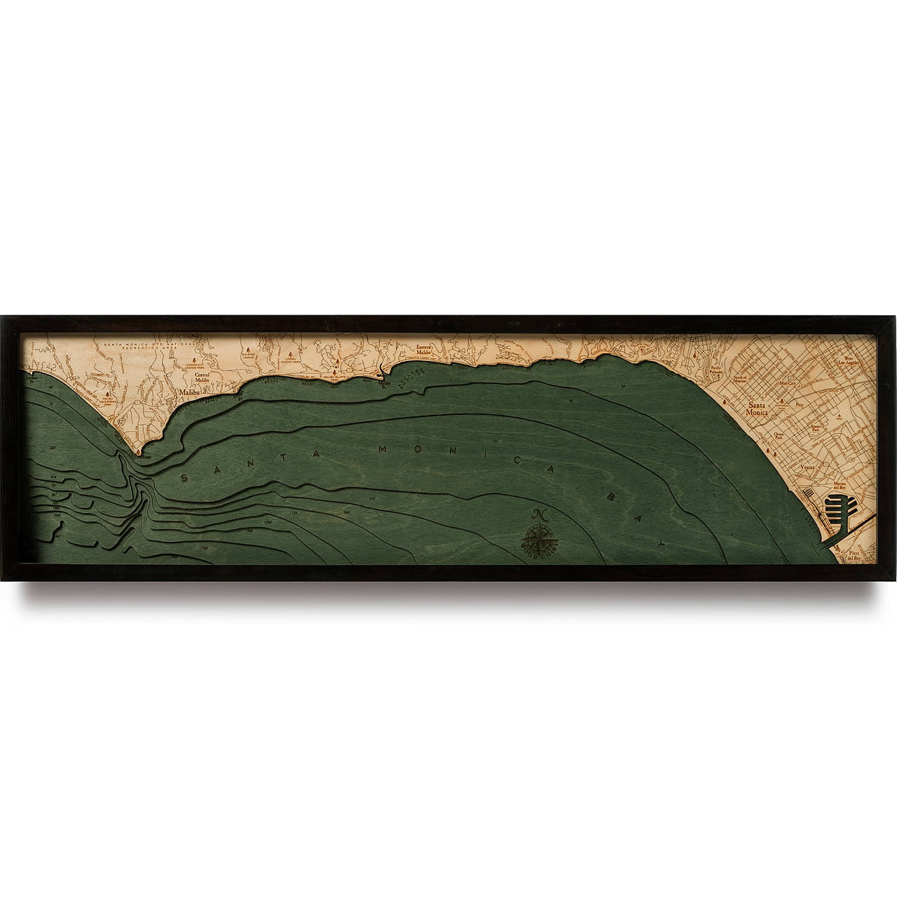 Malibu Wooden Map Art | Topographic 3D Chart