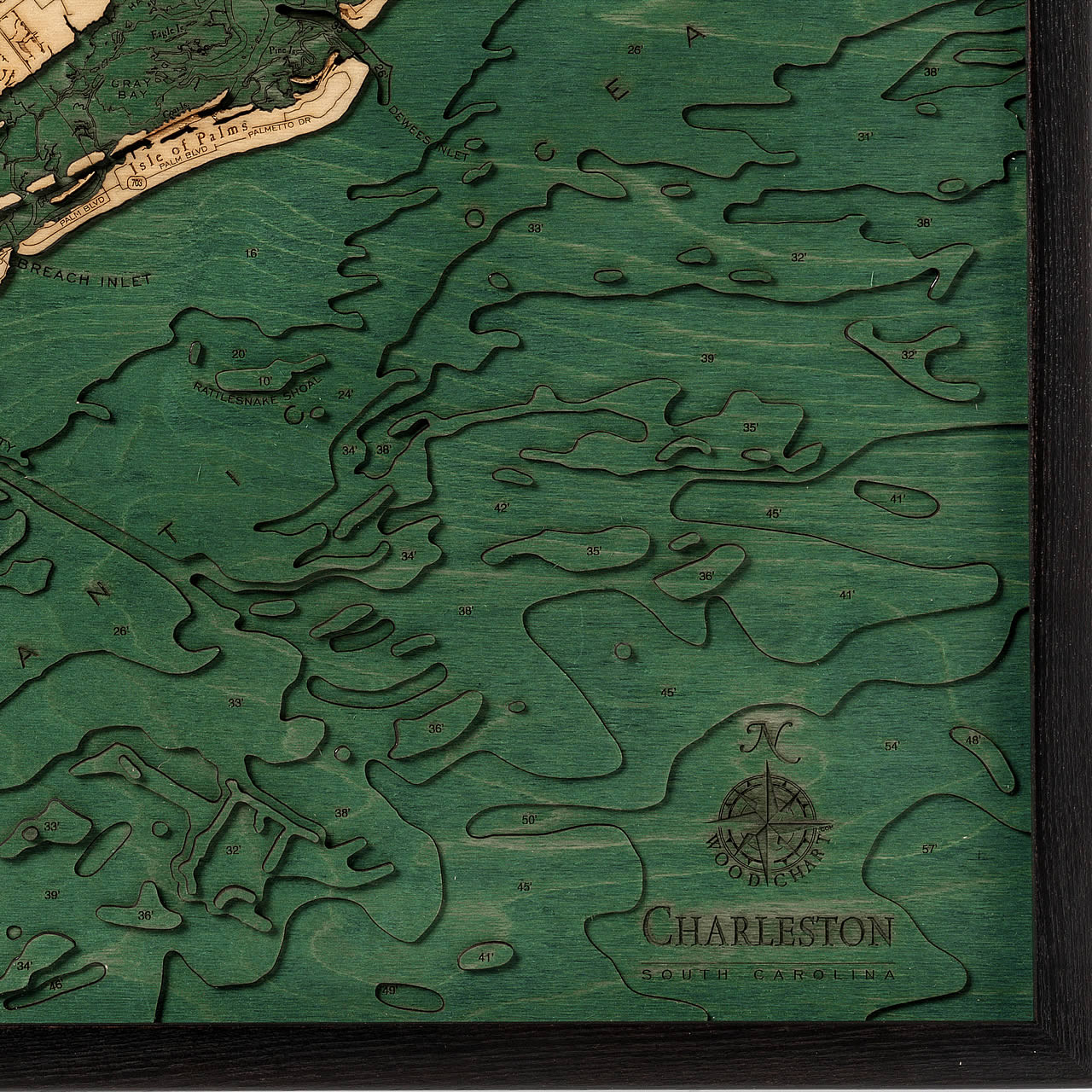Charleston Wooden Map Art | Topographic 3D Chart