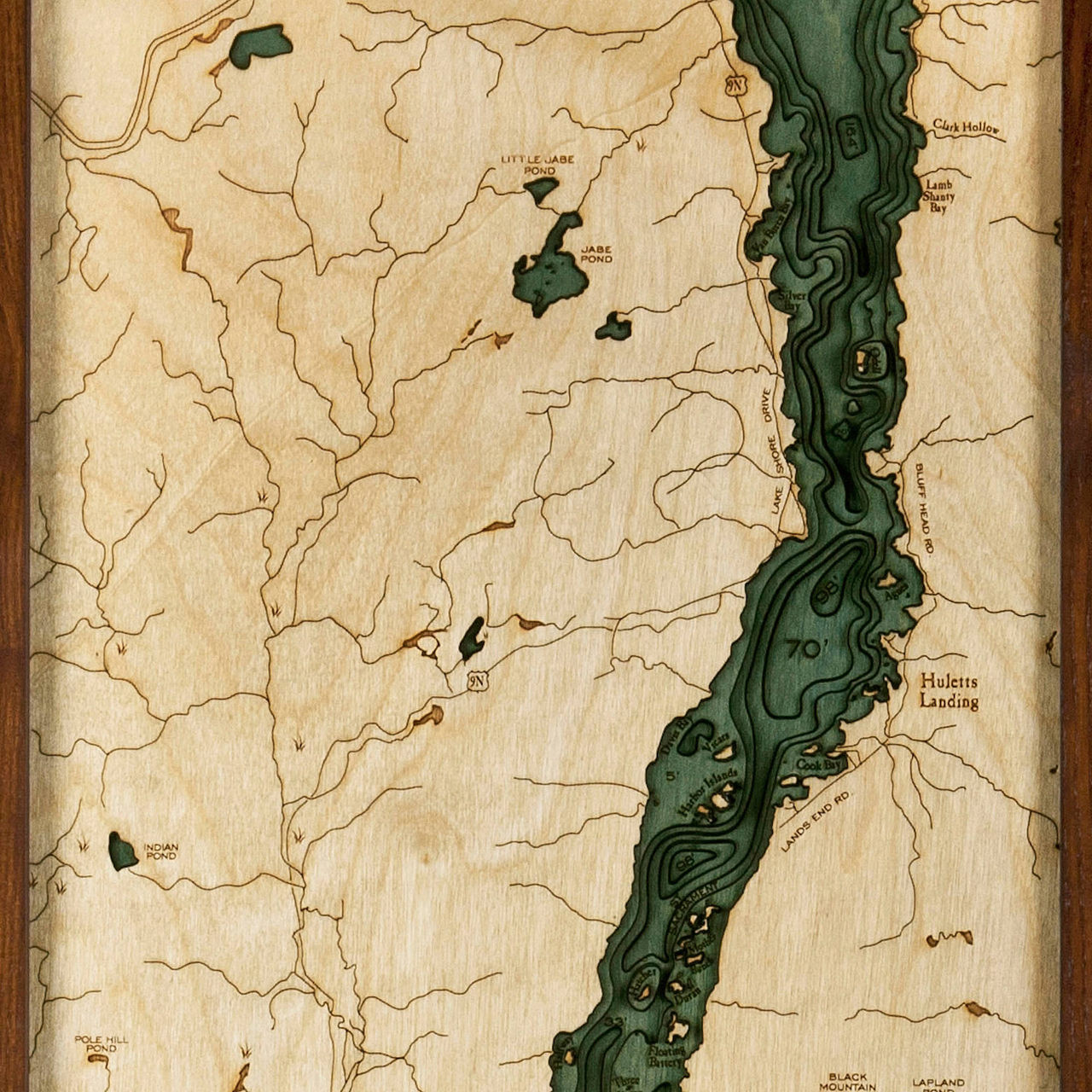 Lake George Wooden Map Art | Topographic 3D Chart
