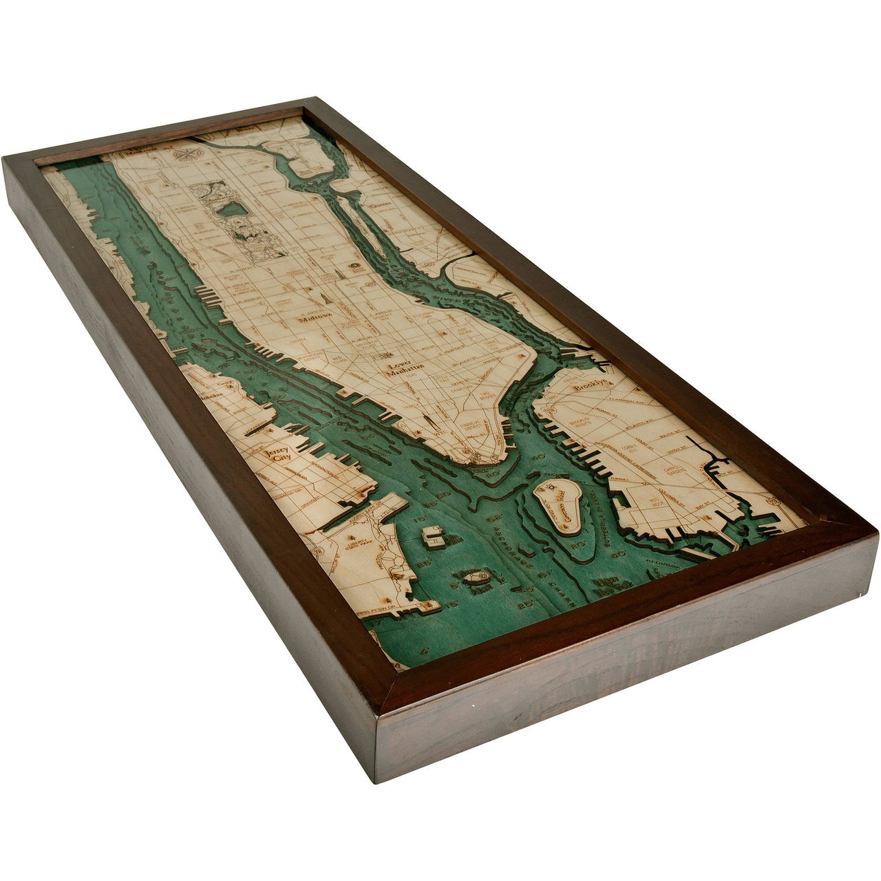 Manhattan NYC Wooden Map Art | Topographic 3D Chart
