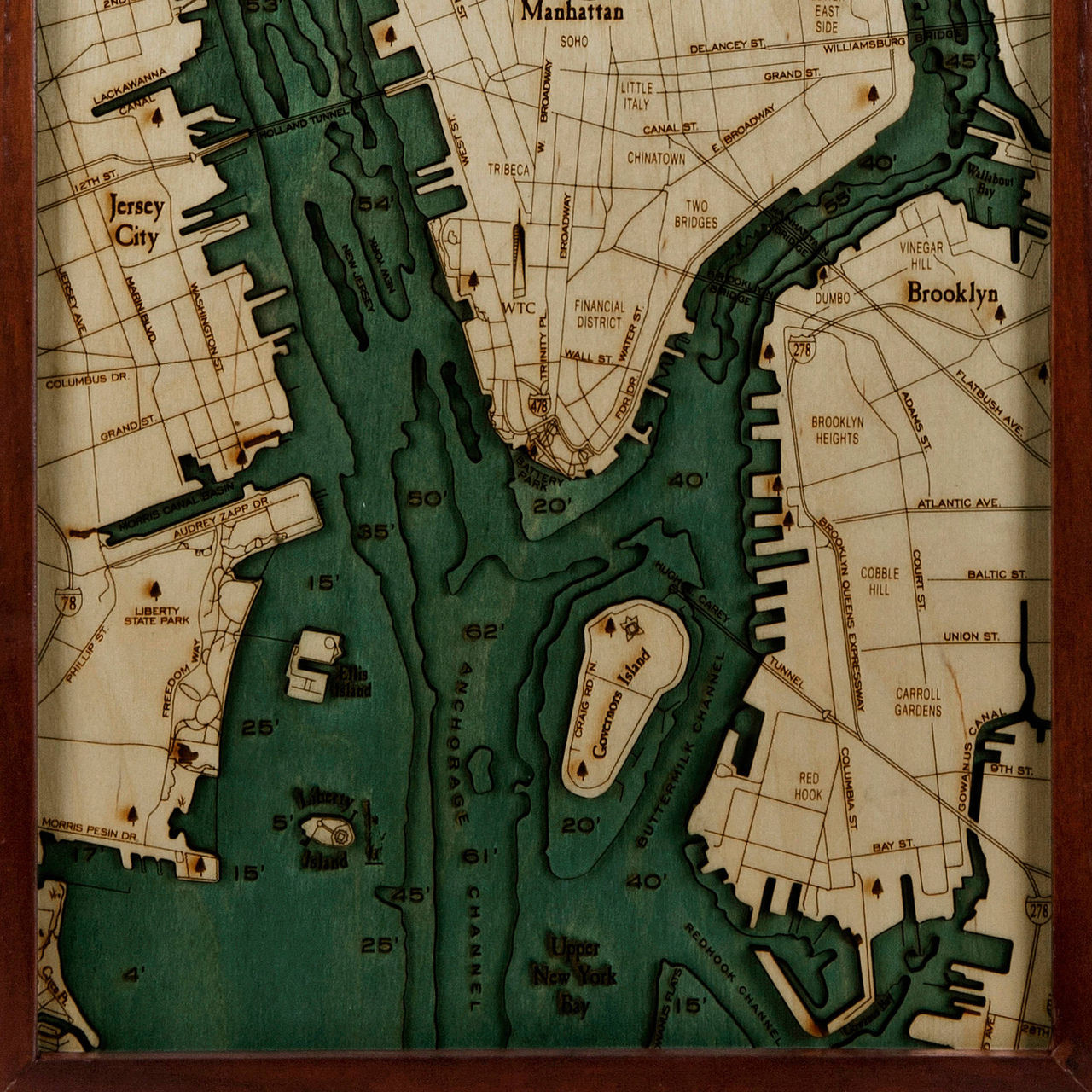 Manhattan NYC Wooden Map Art | Topographic 3D Chart