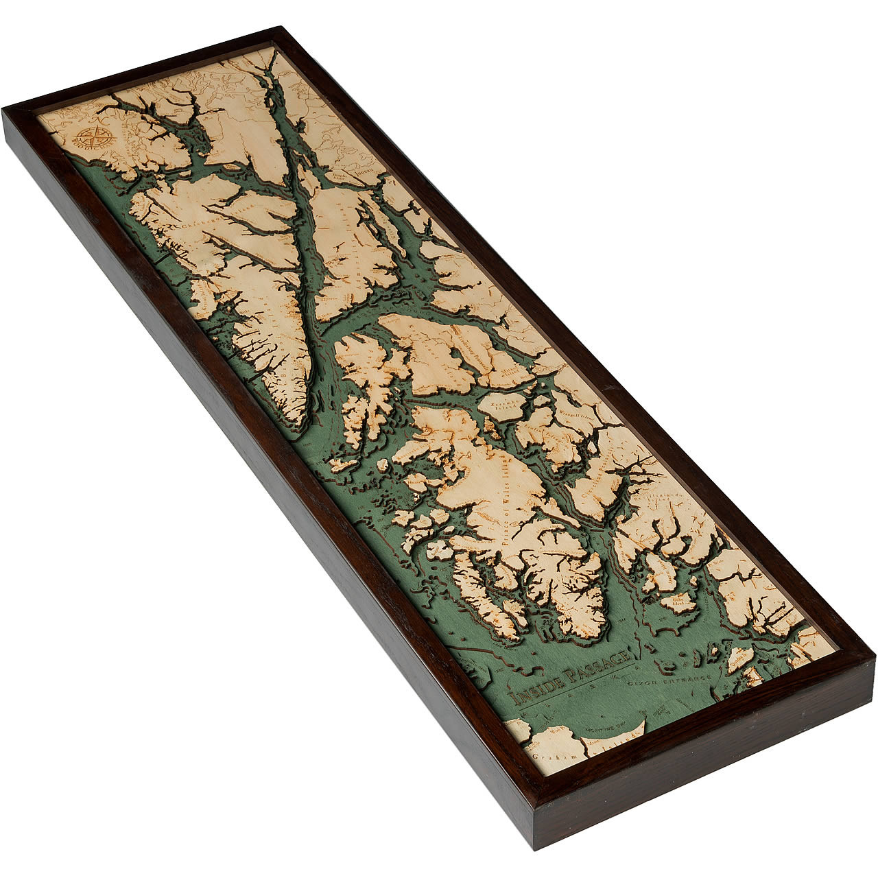 Inside Passage Wooden Map Art | Topographic 3D Chart