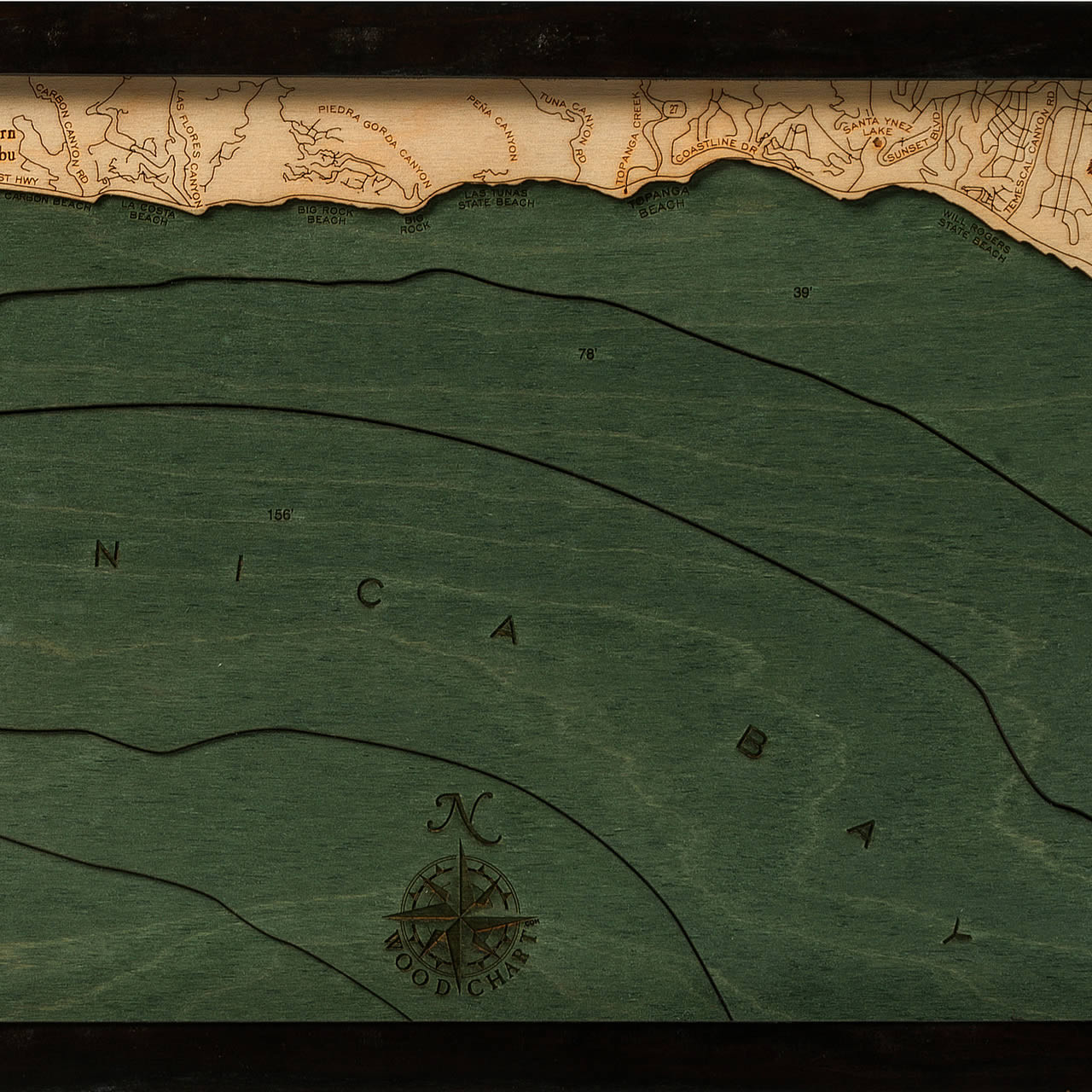 Malibu Wooden Map Art | Topographic 3D Chart