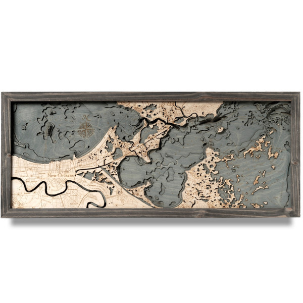 New Orleans Wooden Map Art | Topographic 3D Chart