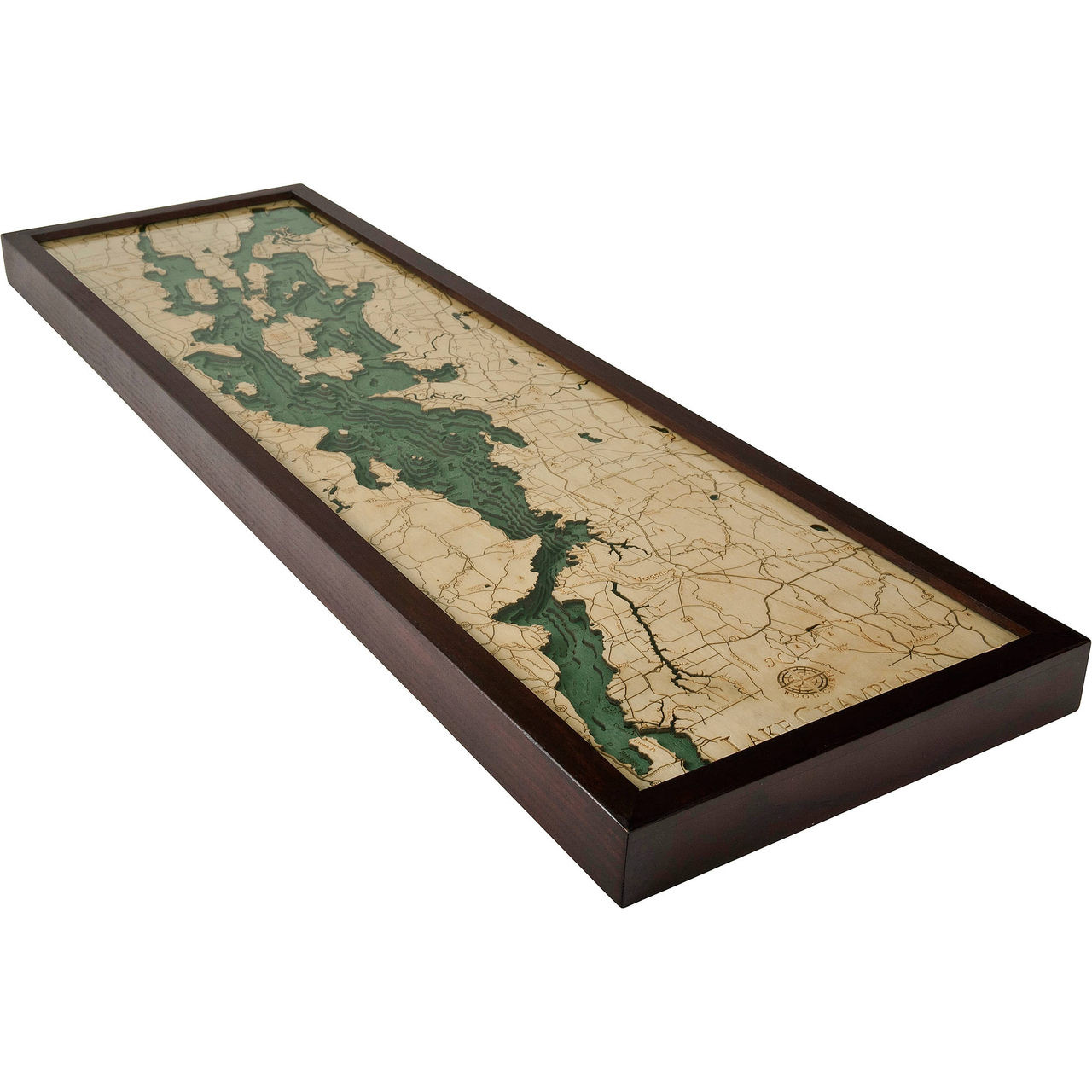 Lake Champlain Wooden Map Art | Topographic 3D Chart