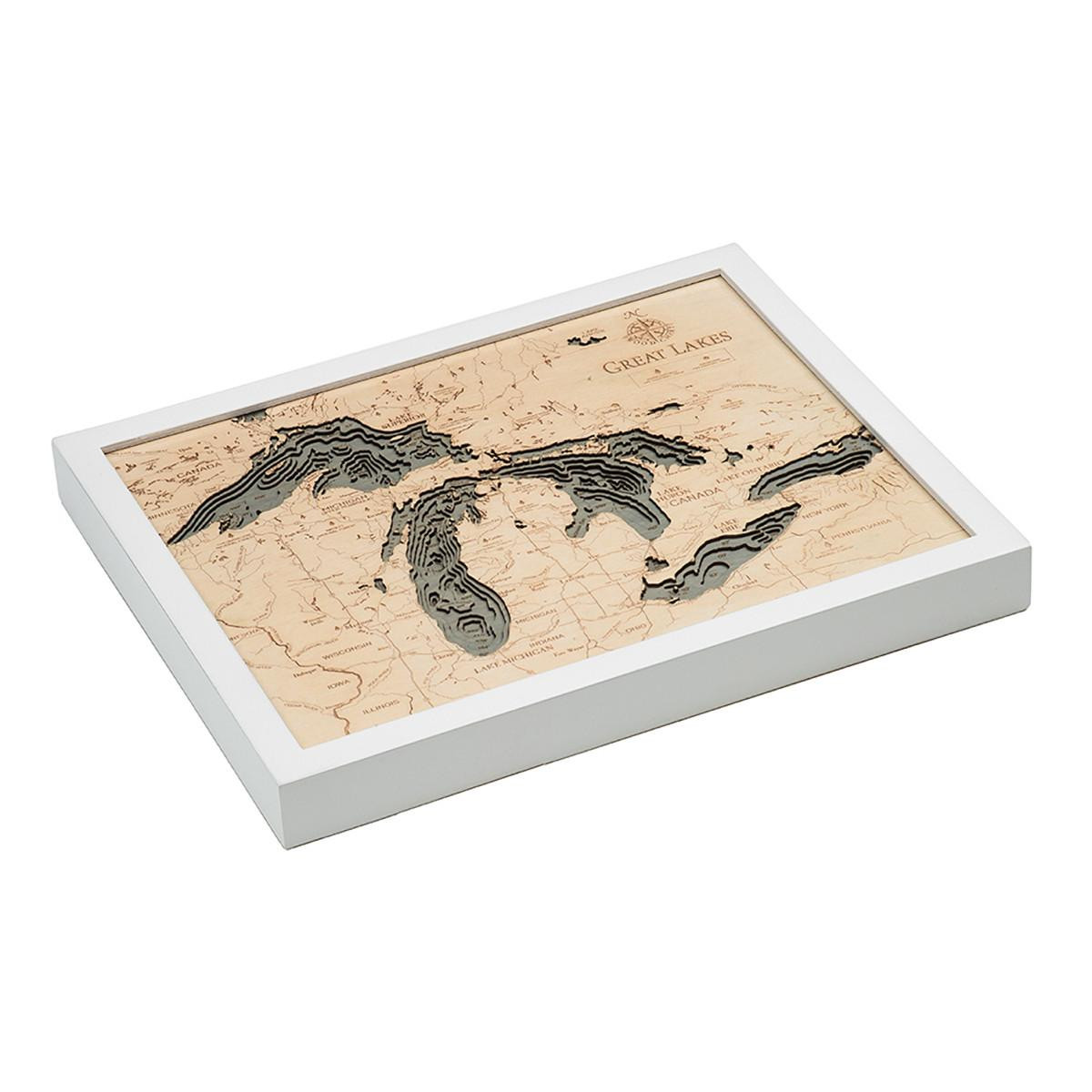 The Great Lakes - Sm Wooden Map Art | Topographic 3D Chart