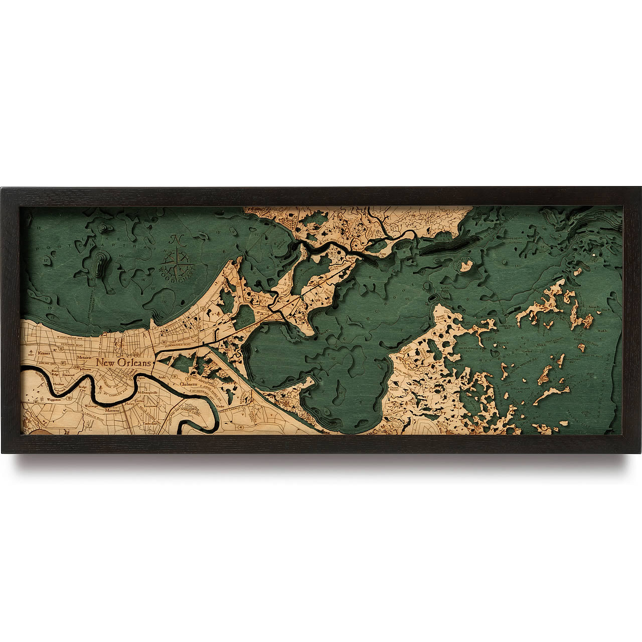 New Orleans Wooden Map Art | Topographic 3D Chart