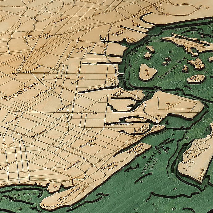 Brooklyn Wooden Map Art | Topographic 3D Chart
