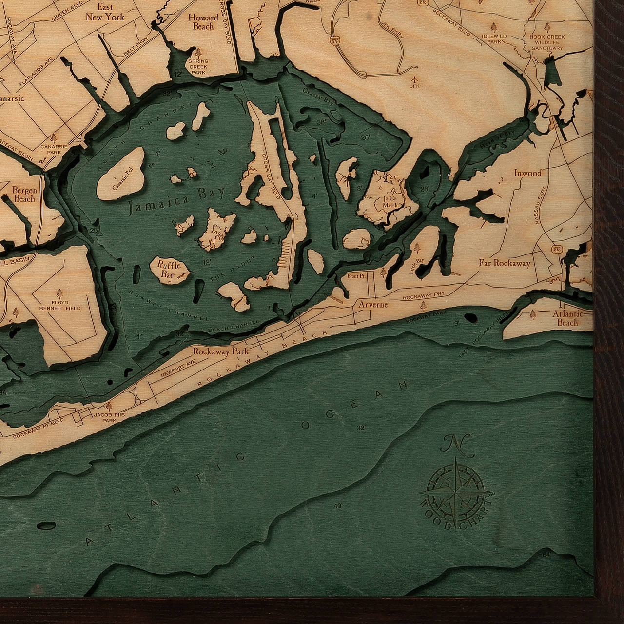 Brooklyn Wooden Map Art | Topographic 3D Chart