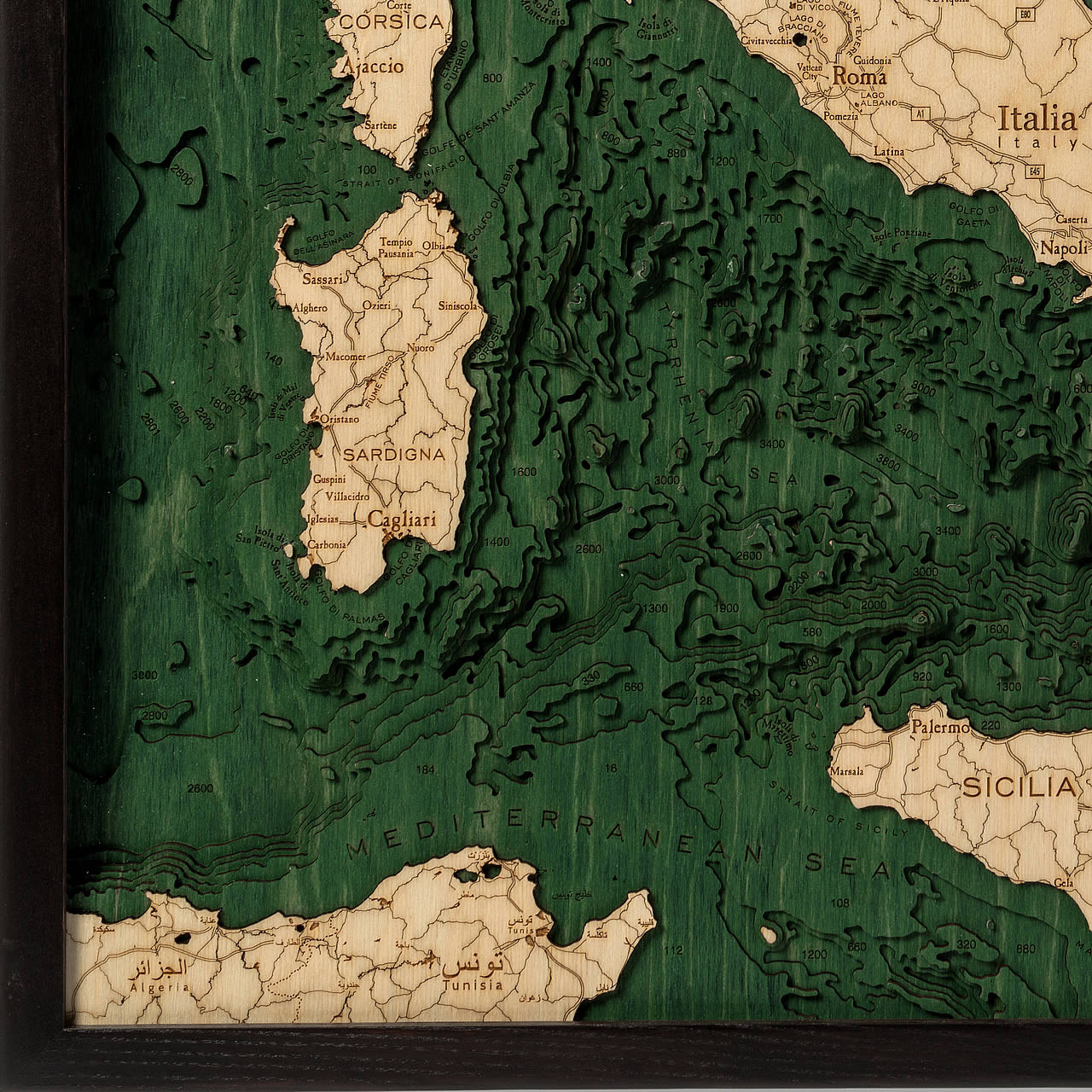 Italy Wooden Map Art | Italian Republic | Topographic 3D Chart