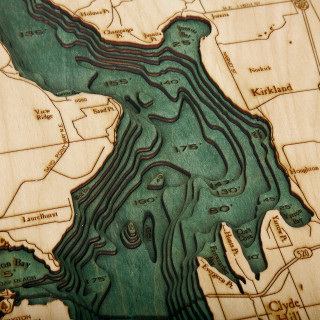 Lake Washington Wooden Map Art | Topographic 3D Chart
