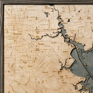 Houston Wooden Map Art | Topographic 3D Chart
