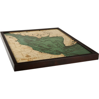Delaware Bay Wooden Map Art | Topographic 3D Chart